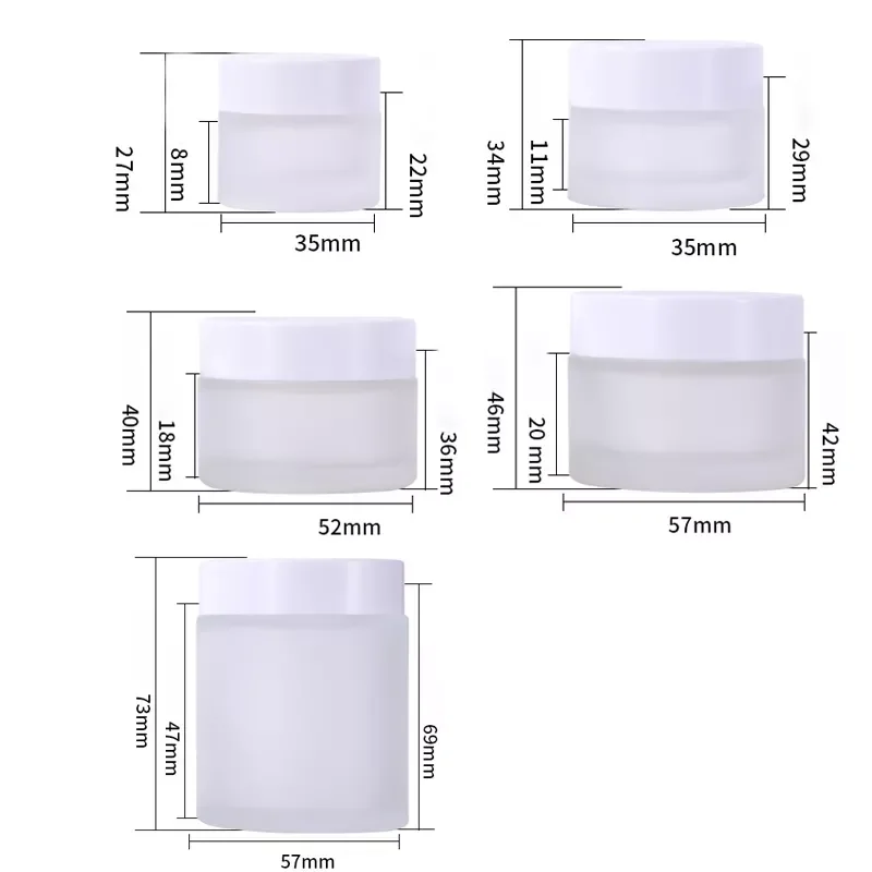 High Quality 5g 10g 20g 30g 50g 100g 1 Oz Empty Round Frosted Cosmetics Packaging Face Glass ...