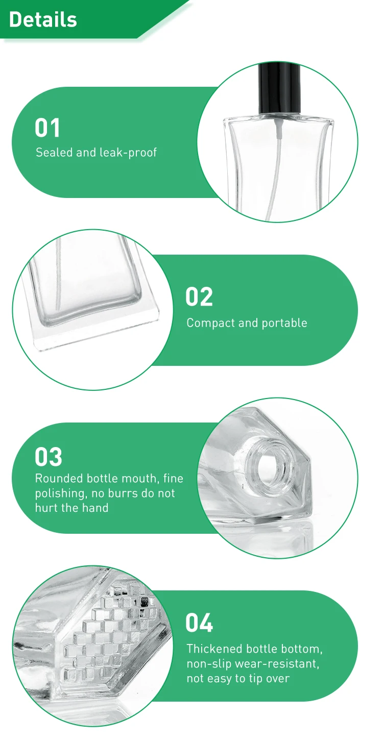 Recyclable Perfume Bottle High Quality Clear Empty Perfume Bottle 30 50 70 80 ml Irregular Glass ...