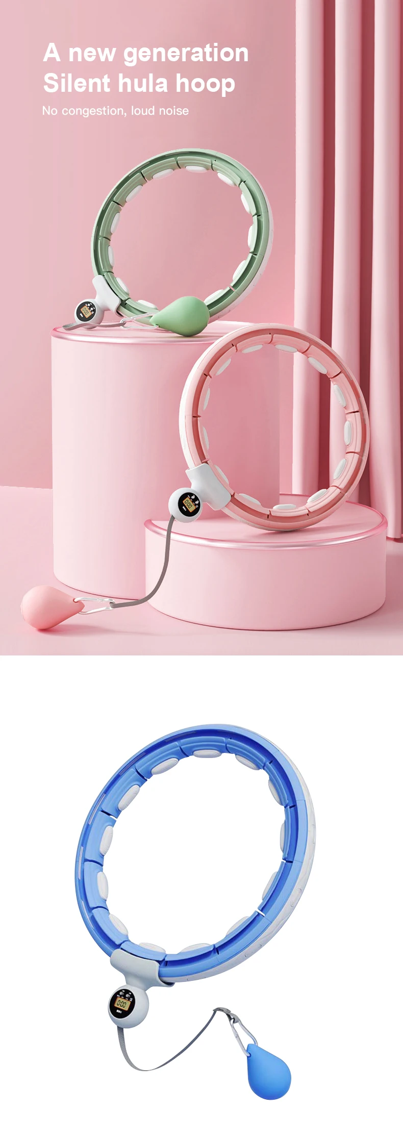 Customizable Detachable Knots Abdomen Fitness Hula Ring Hoop Fat Burning Massage Smart Weighted ...