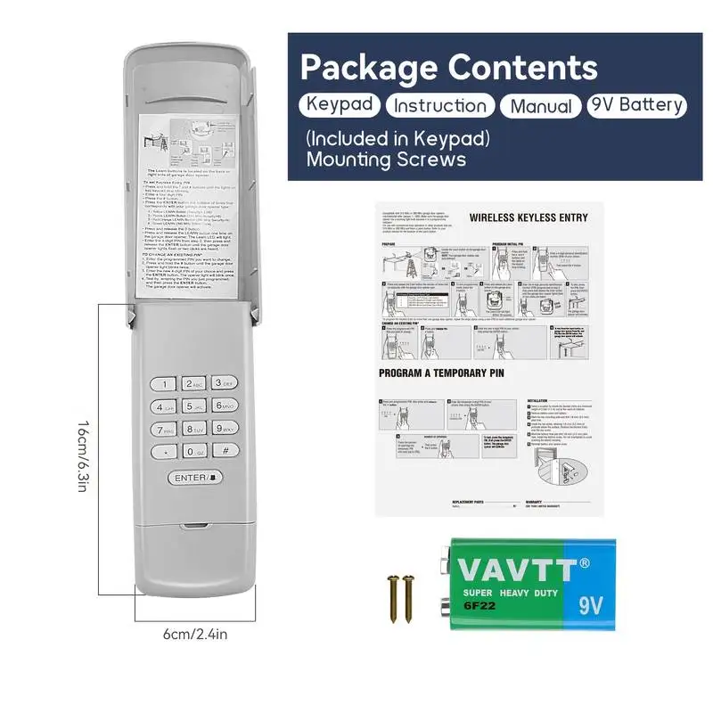 Universal Garage Door Keypad - Liftmaster Compatibility