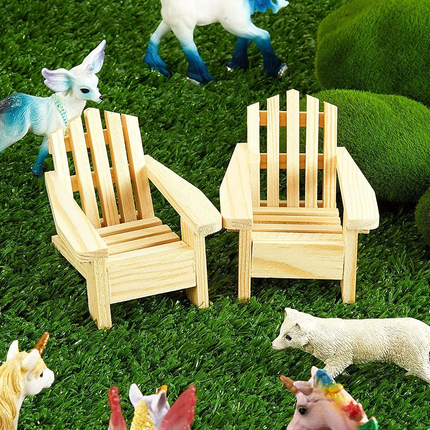 Miniature Adirondack Chairs - Handmade Wooden Dollhouse Chairs
