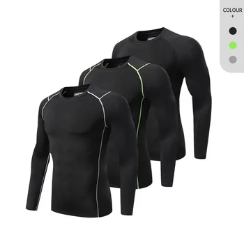 Men Breathable Compression Sportswear Shirts O Neck Men's Golf Long ...