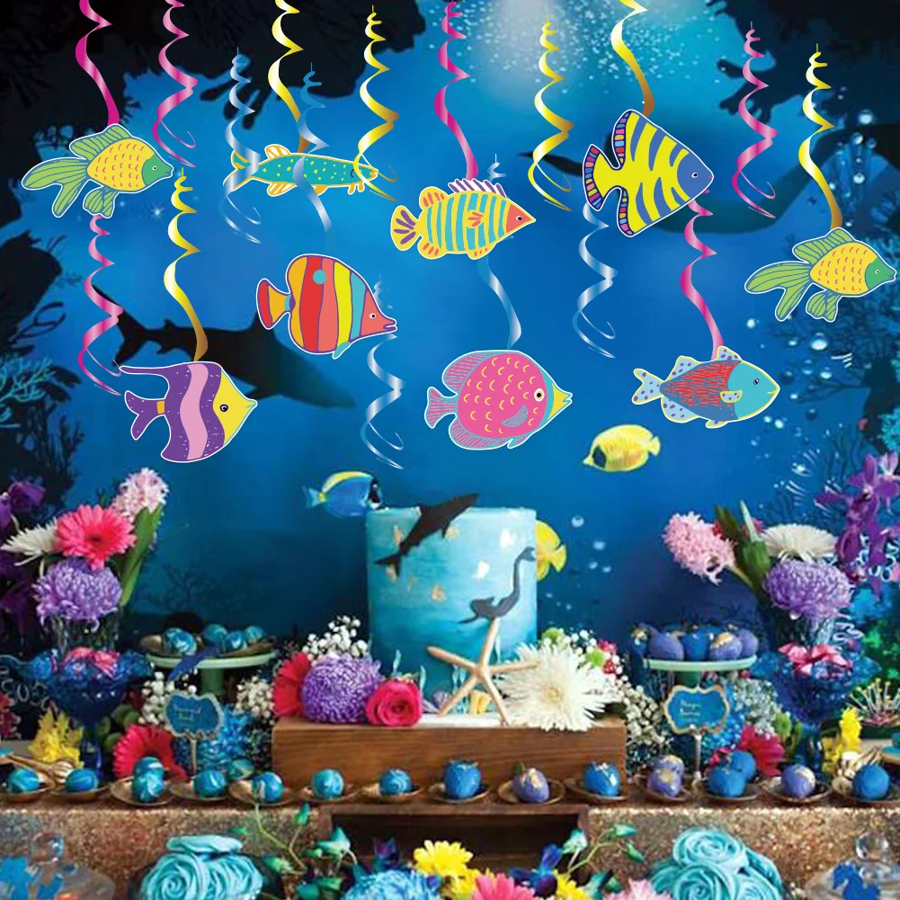 Ocean Animals Birthday Party Decoration For Kids Blue Shark And Dolphin ...