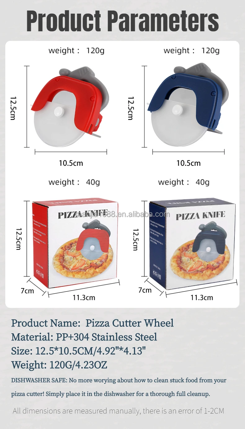 Manjia Stainless Steel Kitchen Pizza Wheels Round Pizza Cutter With ...