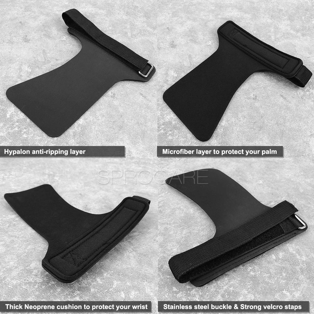SPFITNESS Anti-Slip Hypalon Hand Grips - Palm Guard Protectors