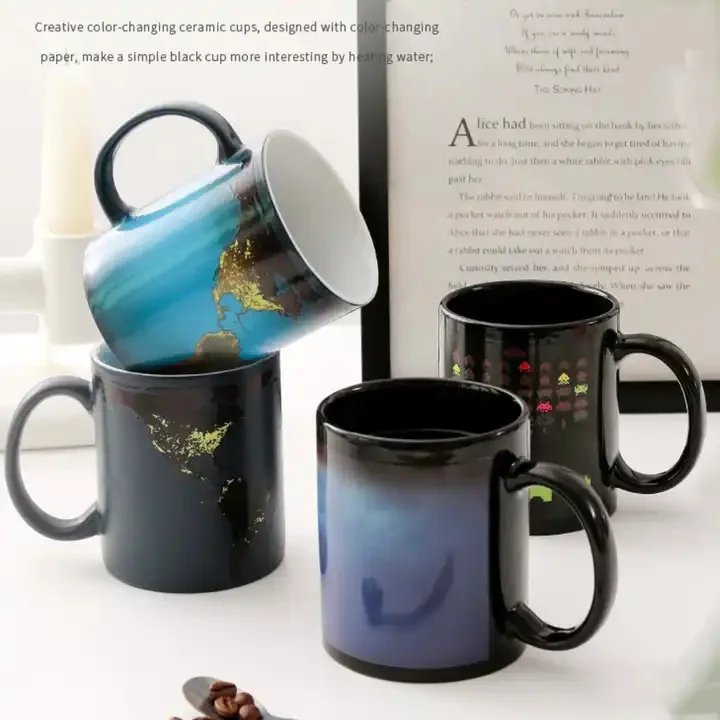 12oz Diy Logo Ceramic Cup Color Changing Mug World Map Sky Ceramic ...
