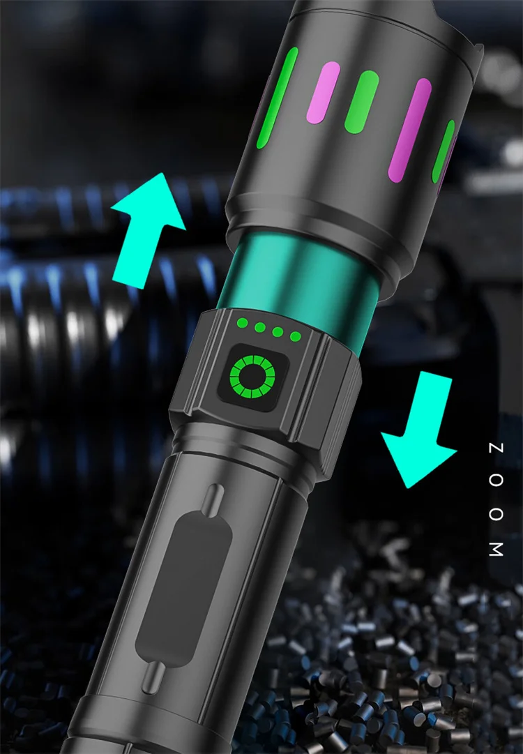 Telescopic Zoom Phosphor Strip Laser Flashlight Powerful Rechargeable ...