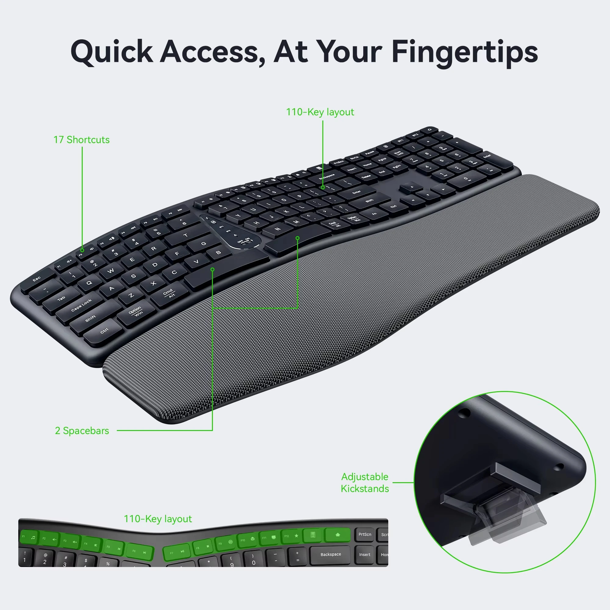 Ergonomic Bluetooth Dual-mode Split Keyboard with Cushioned Scissor ...