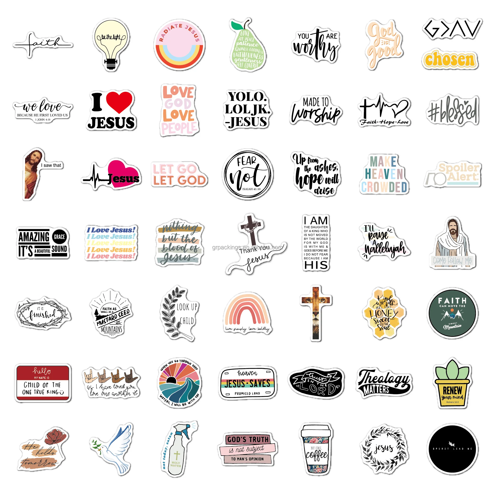 100pcs Jesus Motivational Stickers - Inspire & Decorate