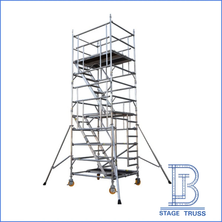 10m Ladder Scaffolding Outdoor Building Tower With Wheels Quick Stage ...