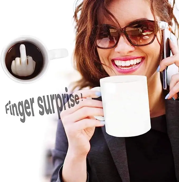 P195 Middle Finger Cup Ceramic Novelty Coffee Mug With 3d Funny Finger ...