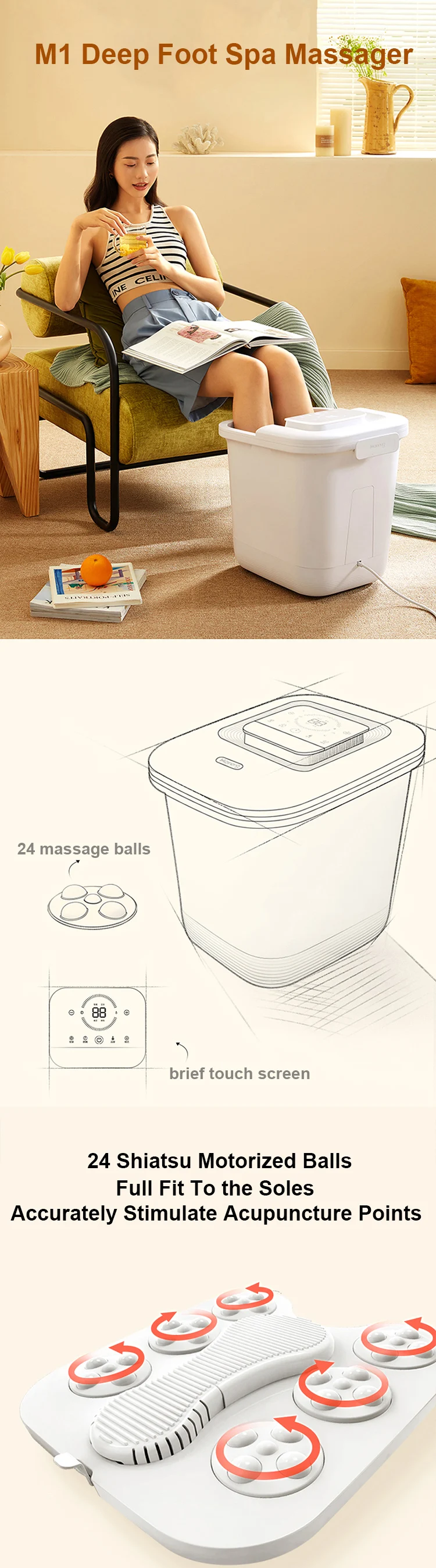 Facoty Multifunctional 6 Motorized Shiastu Rollers Heat Bubbles Best ...