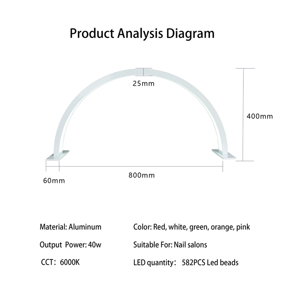 Half Moon Nail Desk Lamp For Professionals Perfect Led Manicure Desk ...