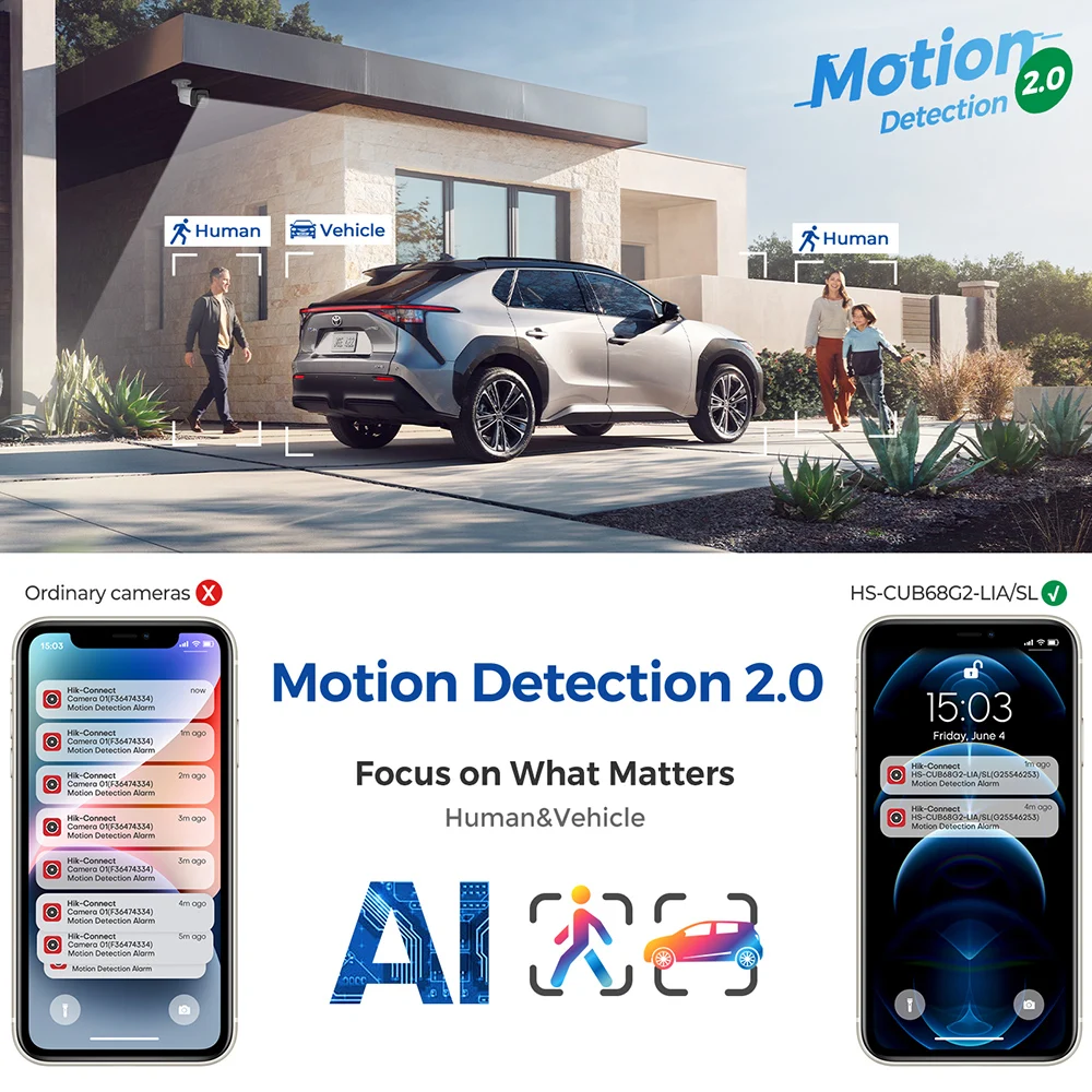 Hitosino 8MP Smart Hybrid Light Turret Camera - Motion Detection