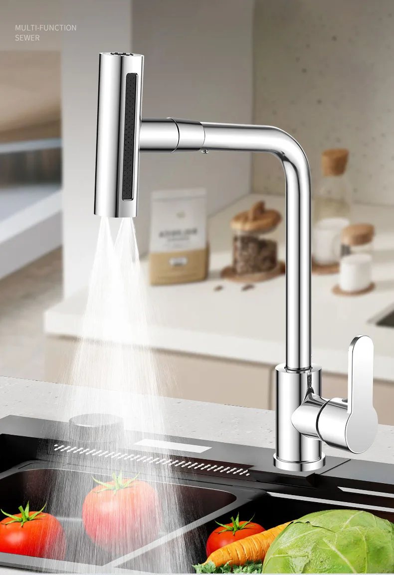 Tezi Kitchen Faucet - Modern, Stainless Steel, Ceramic Valve