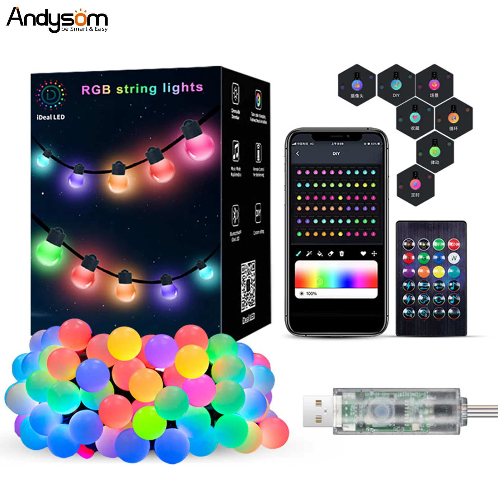 Diy Mode App Control Mini Globe Outdoor Garden Decoration Smart Rgb ...