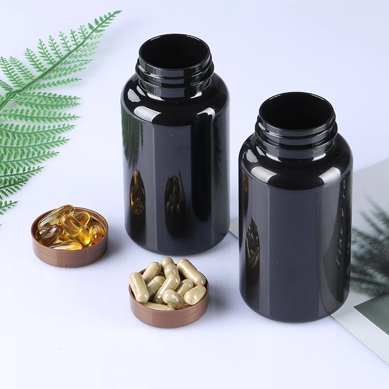 In Stock Pet Capsule Container 150ml Amber Empty Supplement Vitamin Capsule Pill Plastic Bottle ...