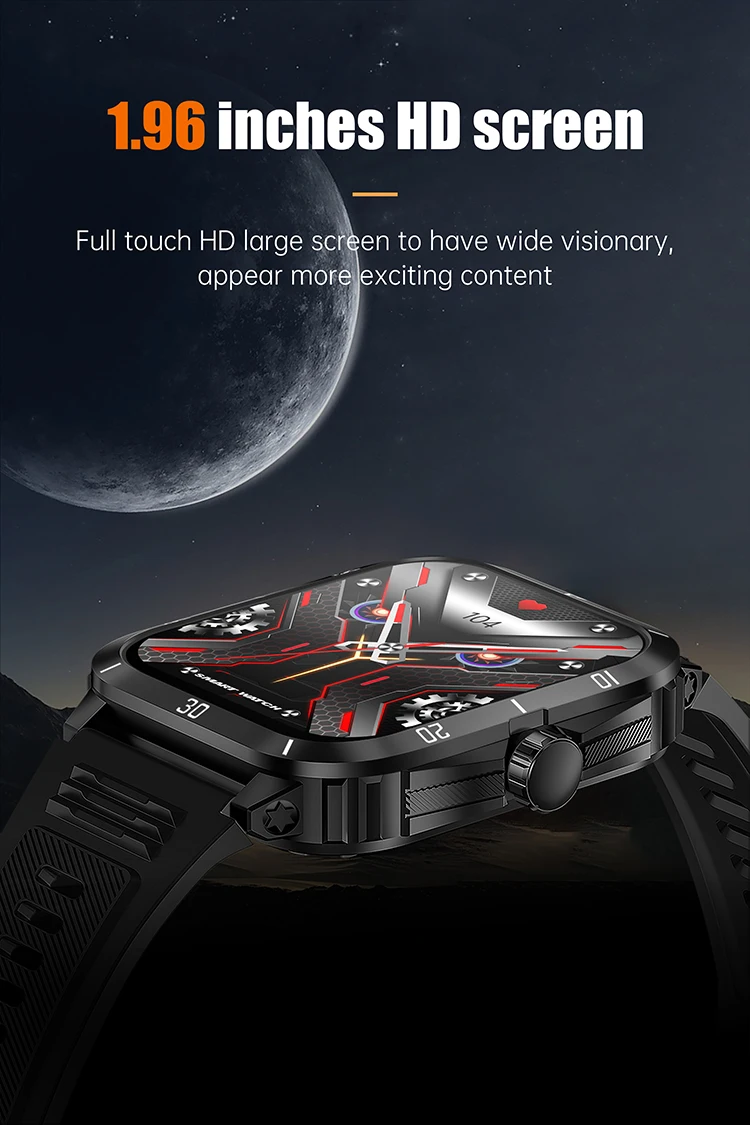 2025 New KT71 Rugged Smart Watch - 3ATM Waterproof & Fit Men