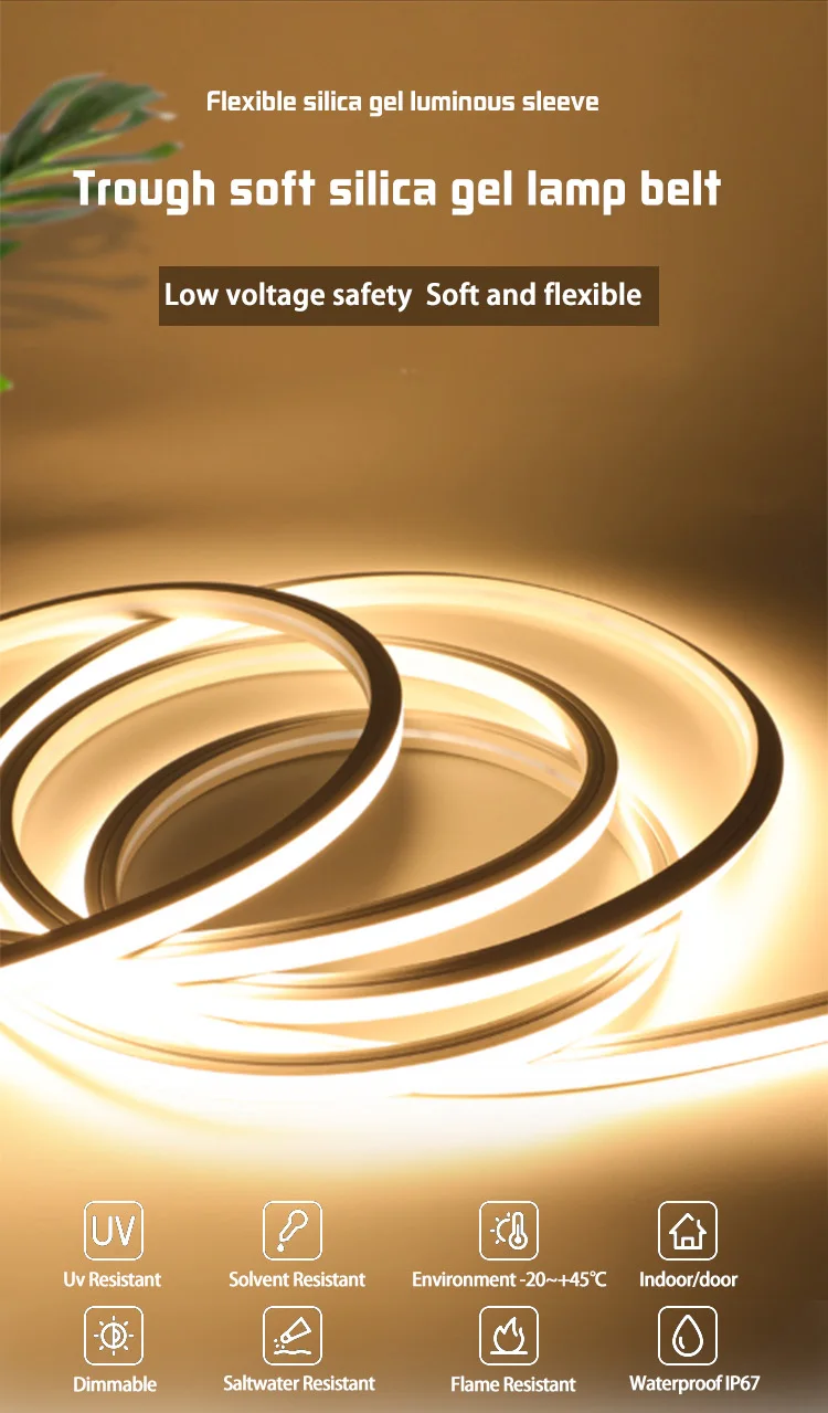 Waterproof Led Flexible Neon Light Tube Strip Rope Cover Rgb Silicone ...