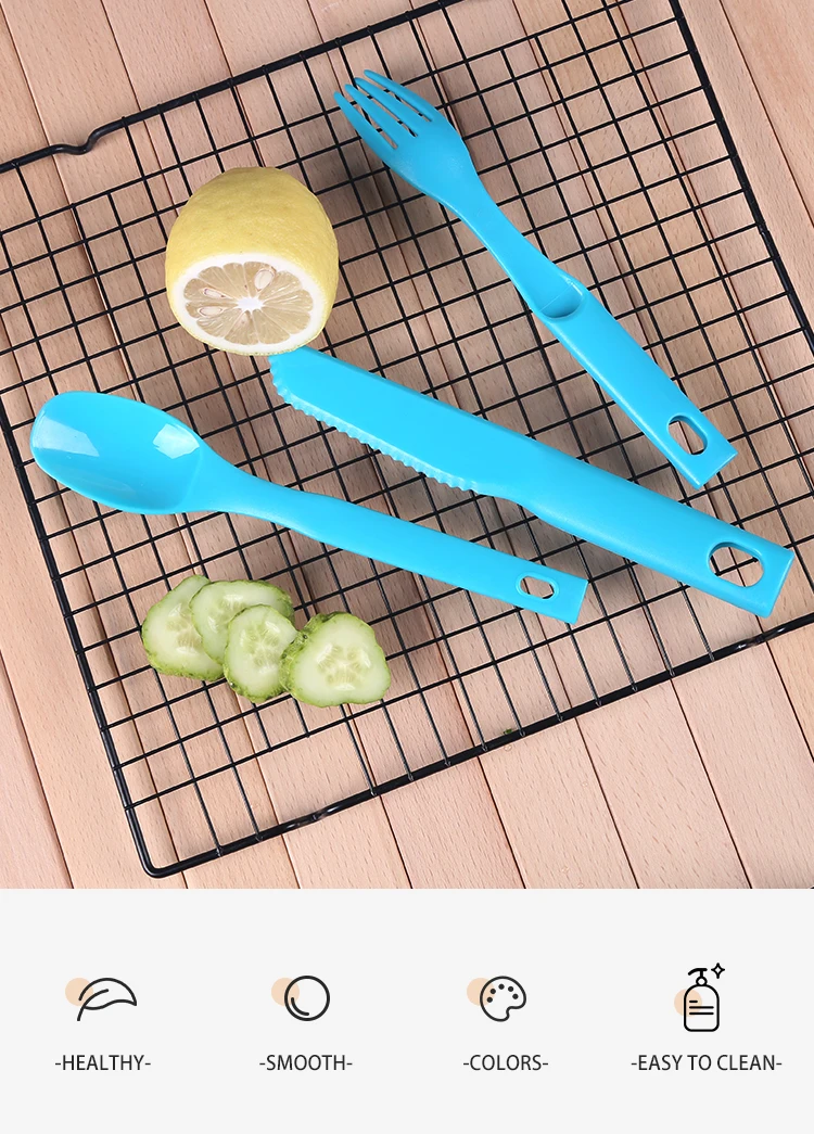 Portable Outdoor Camping Plastic Flatware Set Colorful Reusable Plastic ...