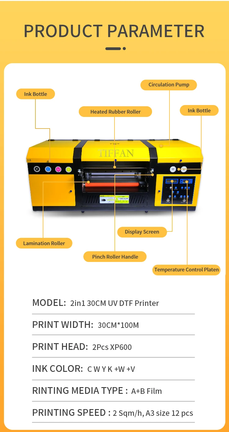 Tiffan 30cm Uv Dtf A3 Printer 2 Head All In One Dtfprinter Plastic Pvc ...