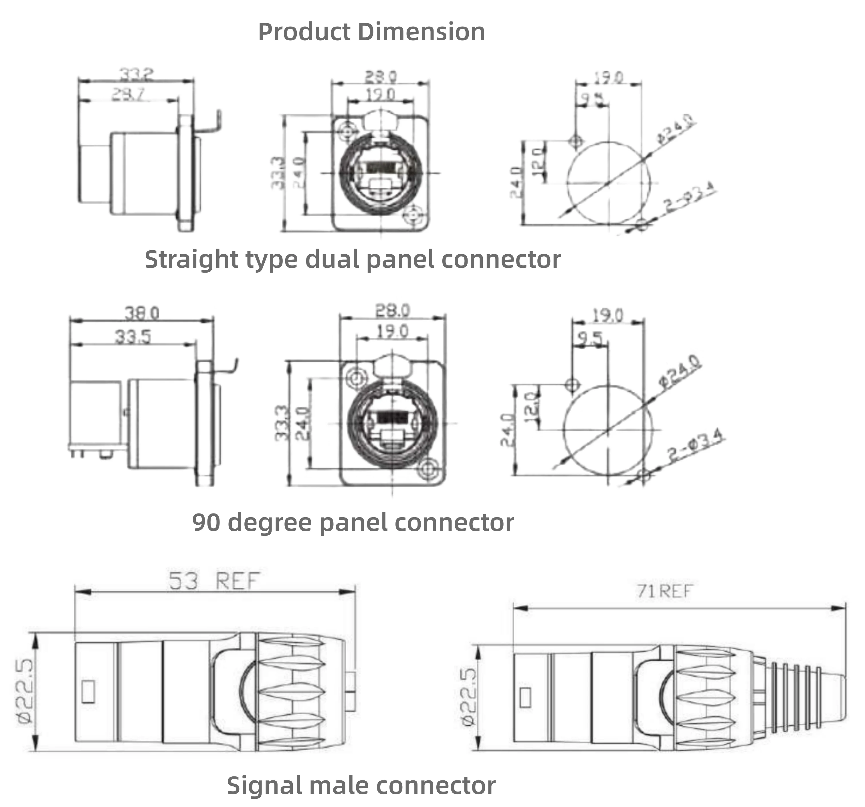 Jnicon Rj45 Plug Signal Screw Locking 180 Degree Socket Ethernet Rj45 Waterproof Connector Ip65 ...