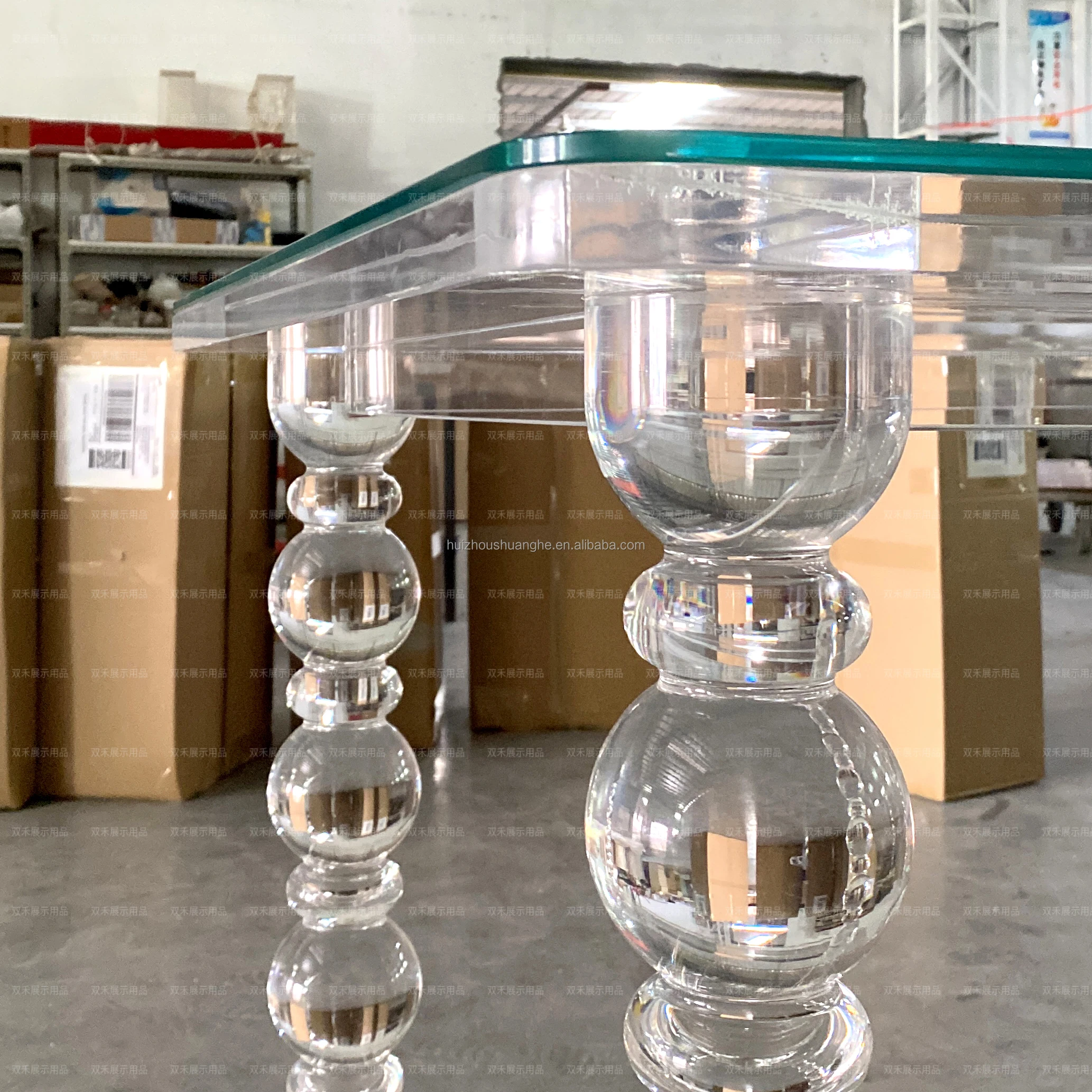 Luxury Hotel Acrylic Wedding Table - 4 Seater Glass Top