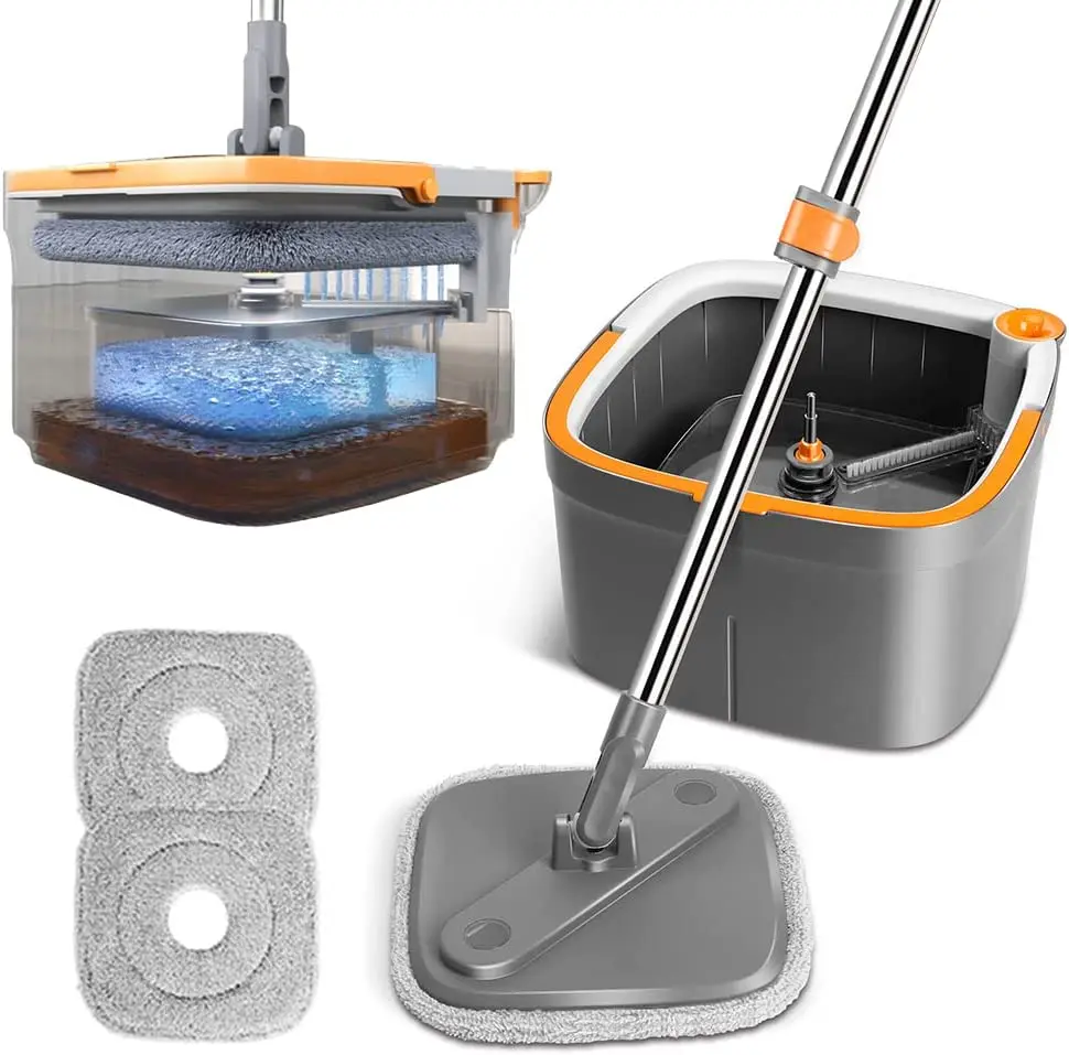 Dirty & Clean Water Separated Spin 360 Single Bucket Mop Set