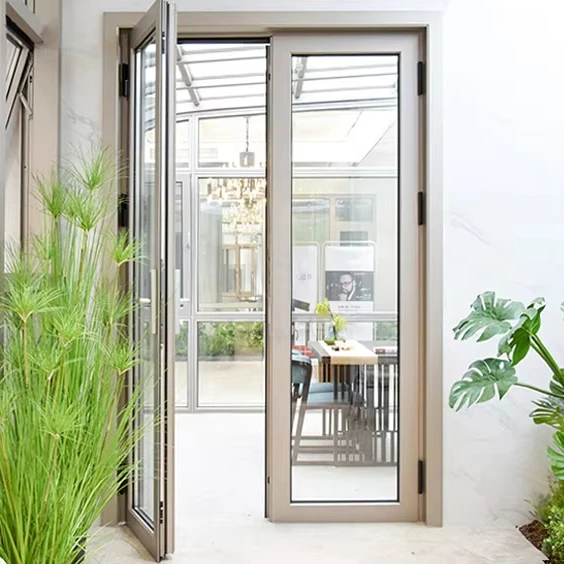 Modern Office Double Leaf Casement Door Tempered Glass Aluminum Hinged ...