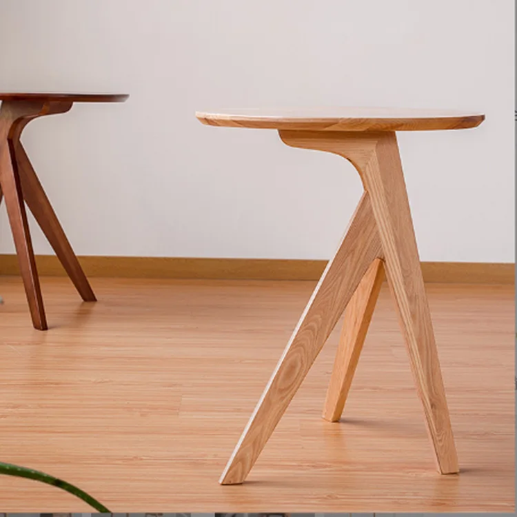 Walnut & Natural Wood Side Table - Traditional Mortise-Tenon Structure