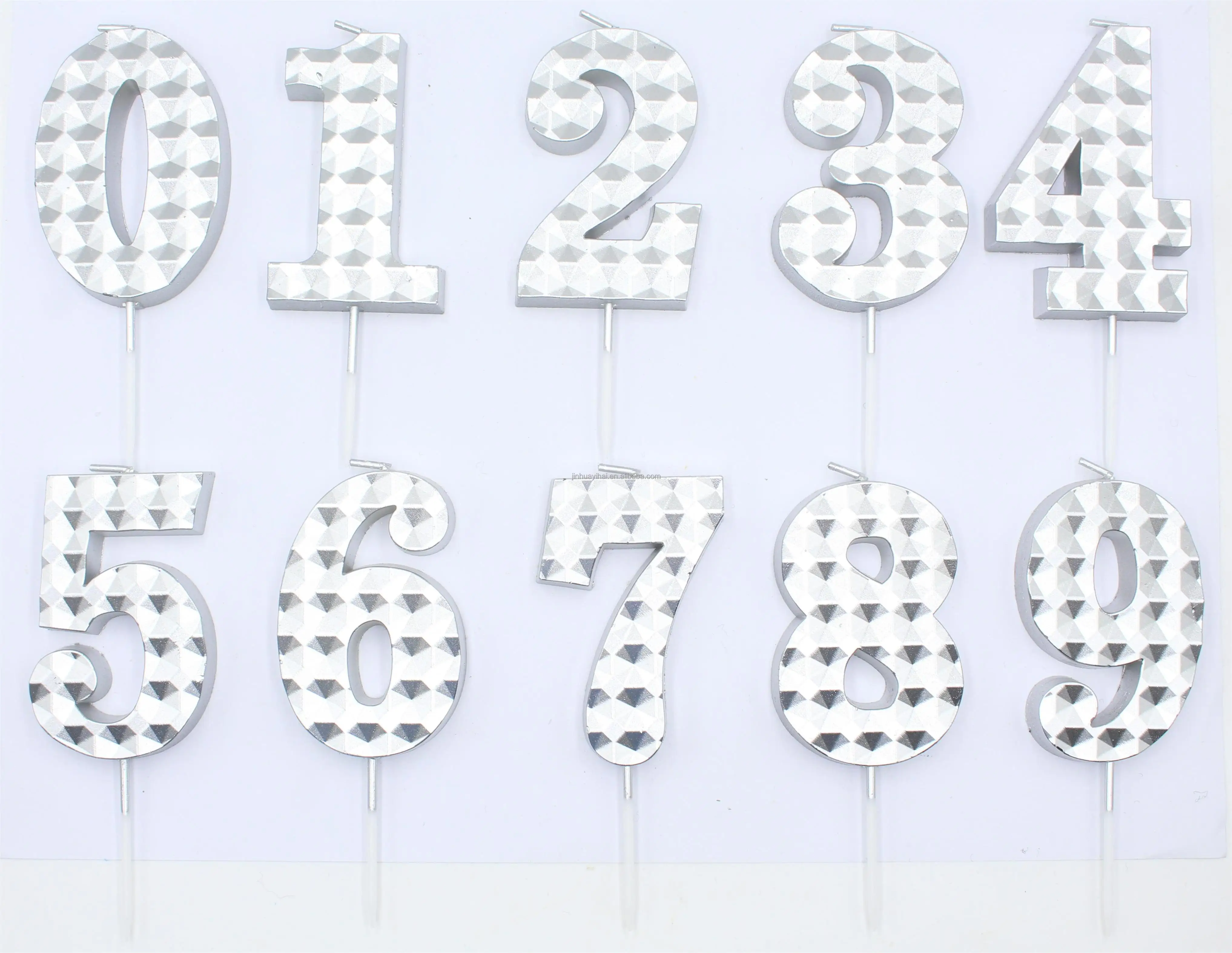 Diamond Metallic Gold Silver Rainbow Digital Number Birthday Candle 0-9 ...