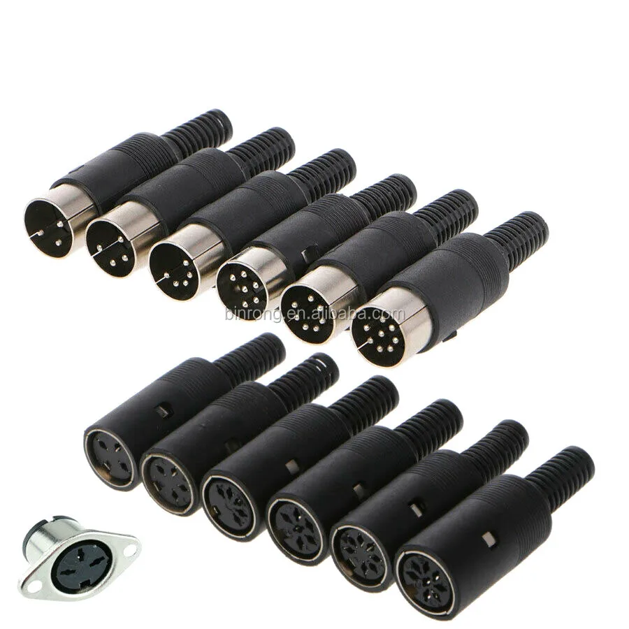 8 Pin Din Male Connector Cable Adapter - Black Steel - Oem | Wholesale