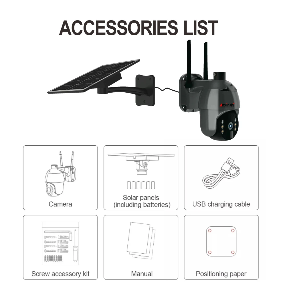 Anxinshi Solar Ptz Camera Outdoor IP66 4MP Cctv Solar Security Camera ...