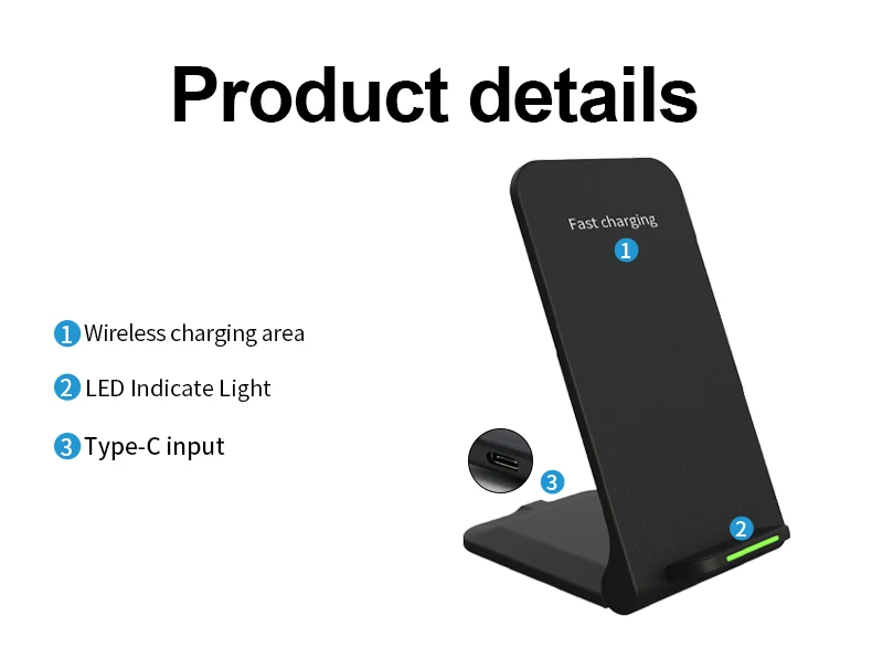 15W Fast Wireless Charging Station - Foldable Charger Stand