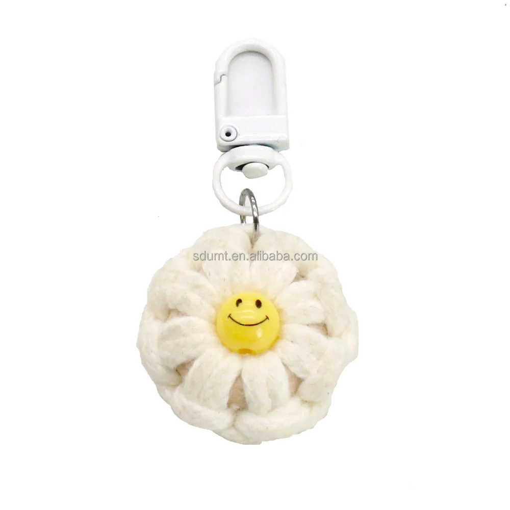 New Cute Cartoon Smiling Face Expression Pendant Cotton Rope Woven Key ...