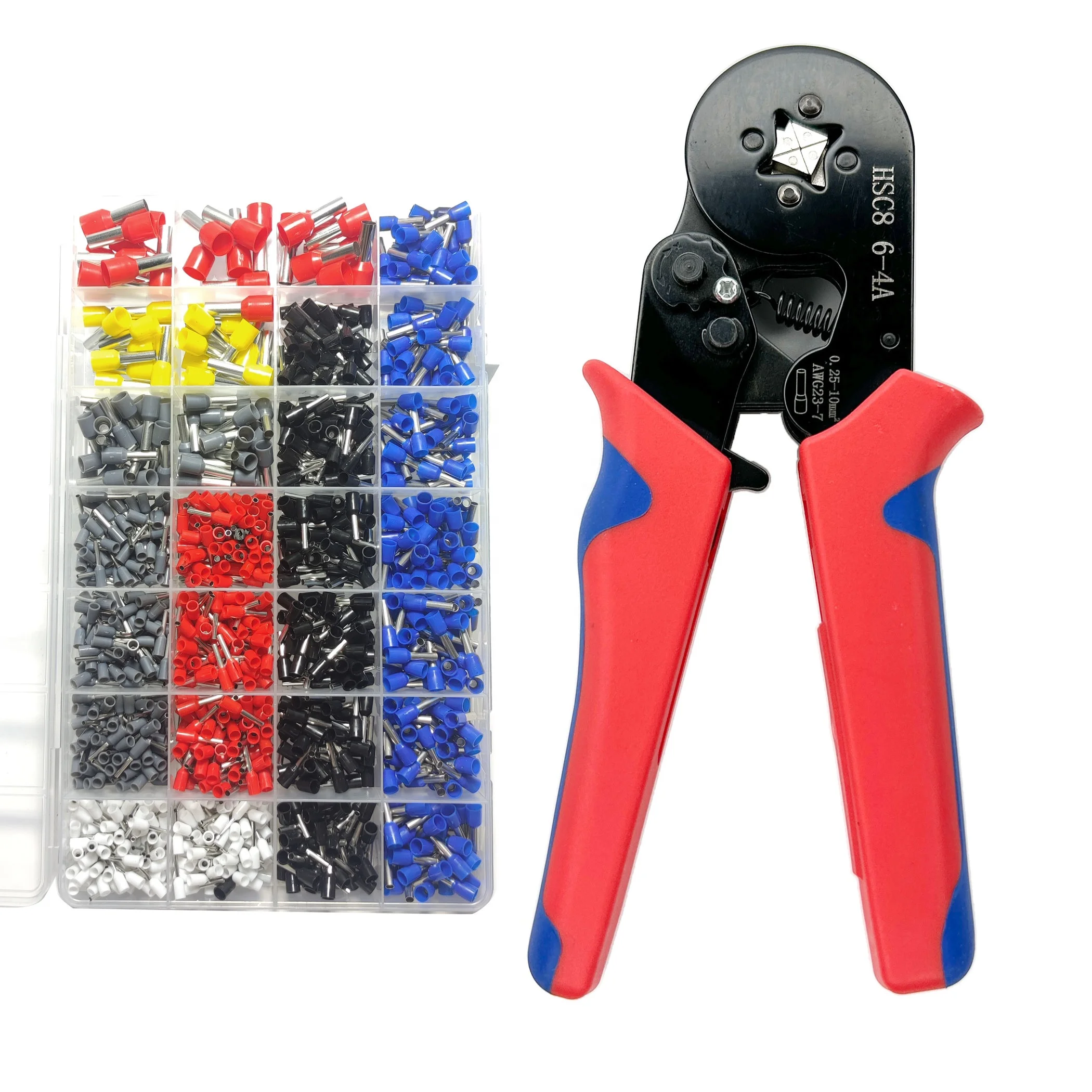 Hsc8 6-4 Alicate Square Wire Crimper Plier Set Cable Ferrule 6-4a Crimping Tool Kit With 1200 ...