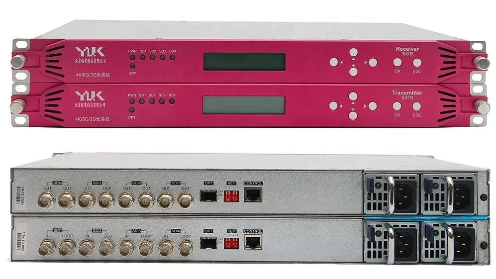 Yukuan 1x12g-sdi/2x6g-sdi/4x3g-sdi 4k Fiber Extender Broadcast Level ...