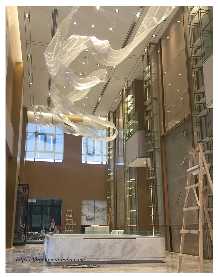 Contemporary Luxury Hotel Lobby Chandelier Ceiling Glass Tube Modern ...