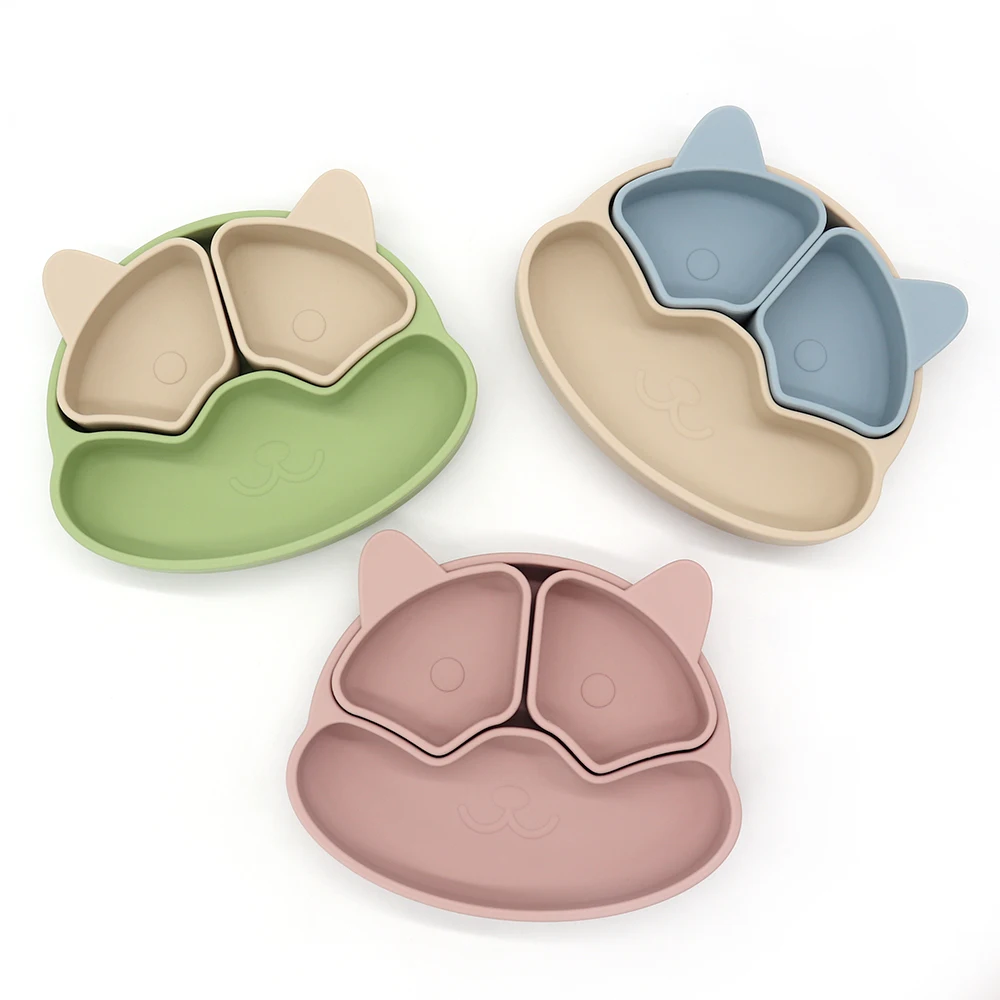 Factory Bpa Free Kids Tableware Silicone Bowl Suction Plate Led Weaning ...