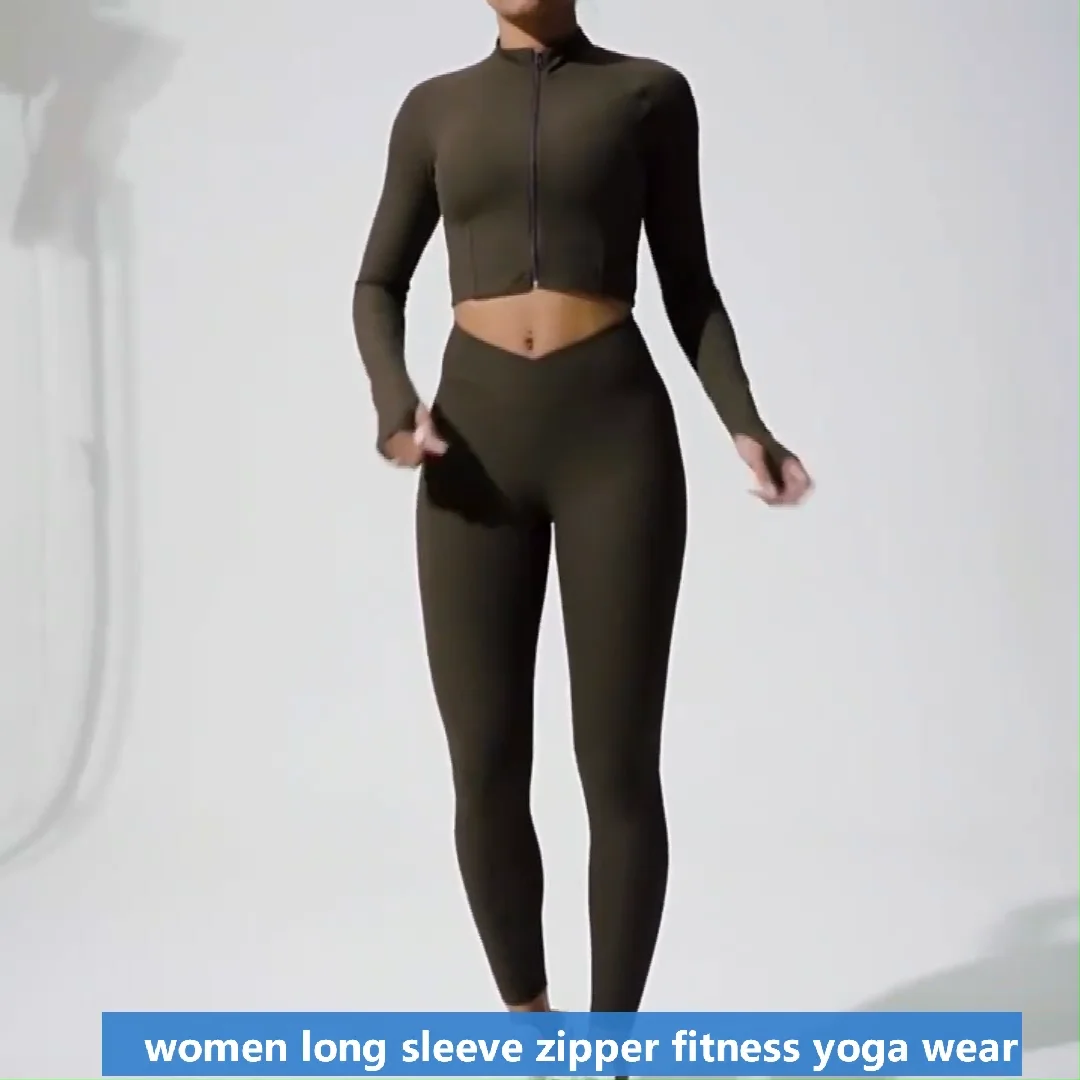 Women Athletic Contour Yoga Jacket Women Long Sleeve Slim Sport Wears ...