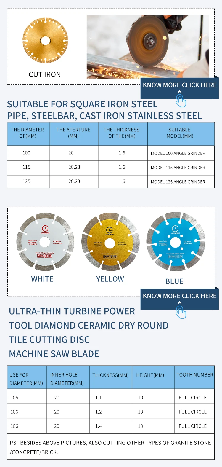 Super Thin OEM 110mm Diamond Saw Blades for Rock & Stone