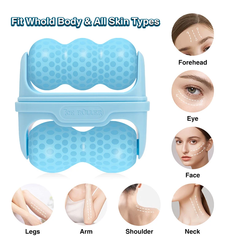 2 In 1 Dual Heads V Shaped W Shaped Ice Roller Silicone Ice Globes ...