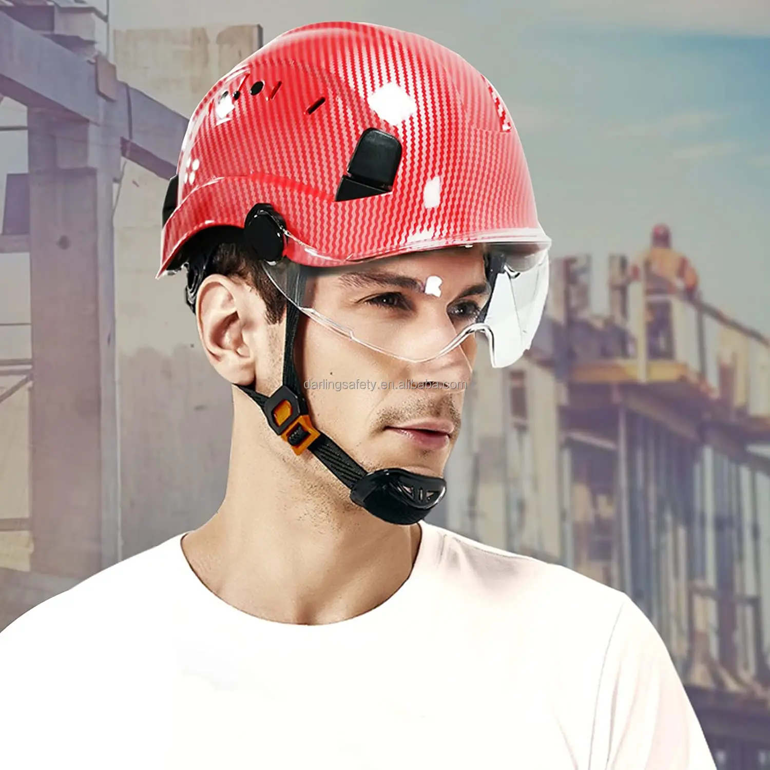 Darlingwell Construction Hard Hats With Visor - Carbon Fiber Pattern ...