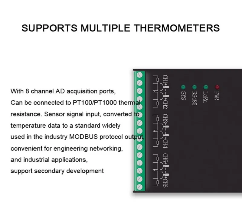 Iot Modbus Controller 8-channel Pt100 Pt1000 Rs485 With Network Thermal Resistance Remote ...