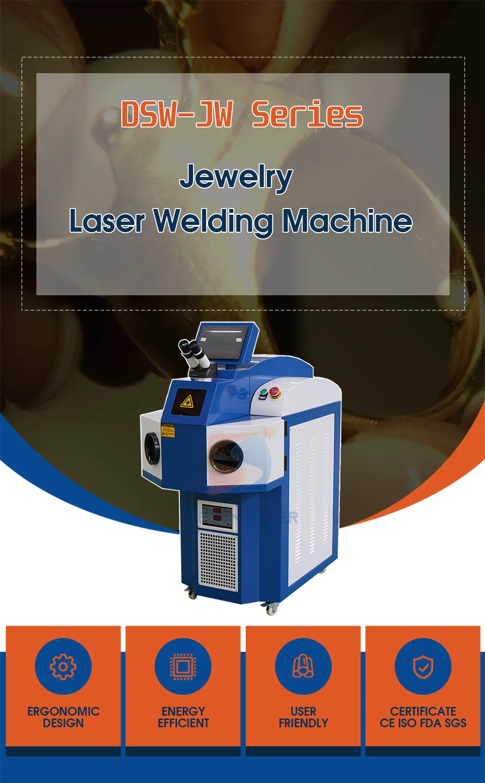 Desen Laser Dsw-jw Series 200w 300w Nd Yag Built-in Water Chiller Jewelry Laser Welding Machine ...