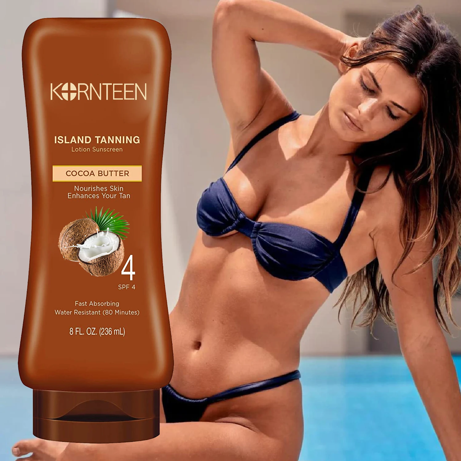 Protective Dark Tanning Sunscreen Lotion Spf 4 Cocoa Butter Bronzer Enhances Your Tan Cream ...
