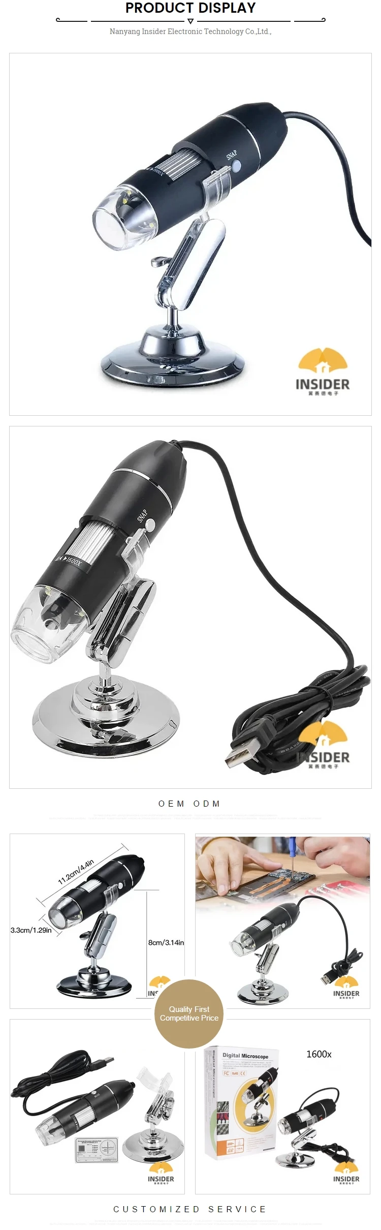 1600X Digital Microscope X4 Camera 3in1 for Soldering