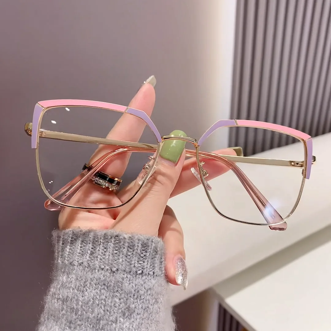 7142 New Arrival Optical Big Metal Frame Blue Light Blocking Eye ...