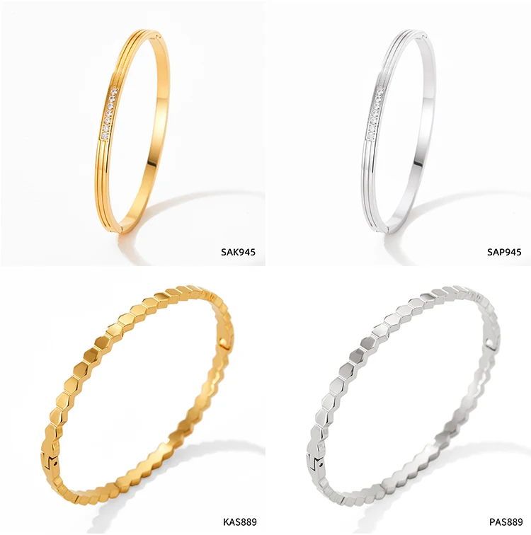 CLIORO Trending Gold Plated North Star CZ Inlaid Cuff Set