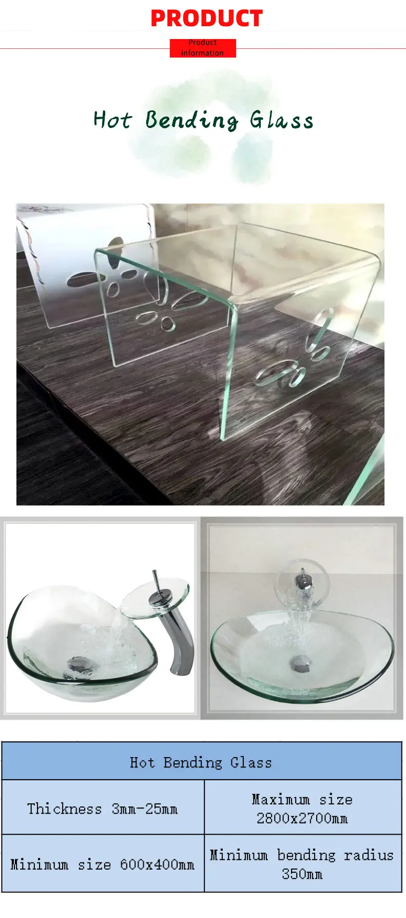 Hot Bending Curved Glass Custom Size High Transparent Tempered Fine ...